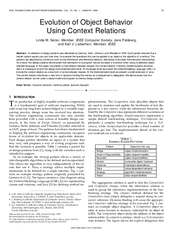 (PDF) Evolution of object behavior using context relations