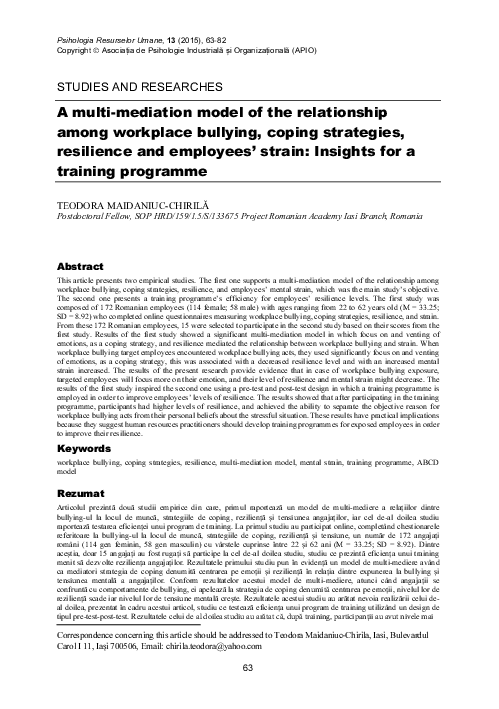(PDF) A multi-mediation model of the relationship among workplace ...