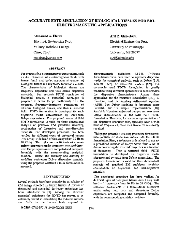 (PDF) Accurate FDTD simulation of biological tissues for ...