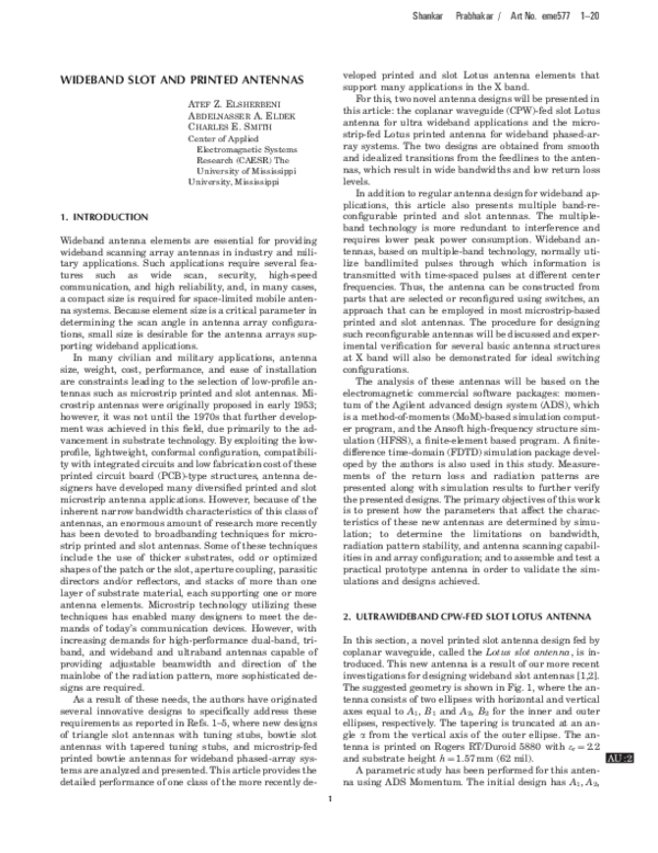 (PDF) Wideband Slot and Printed Antennas