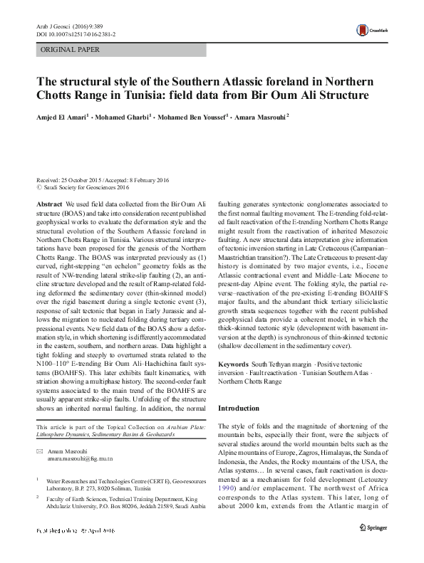 (PDF) The structural style of the Southern Atlassic foreland in ...