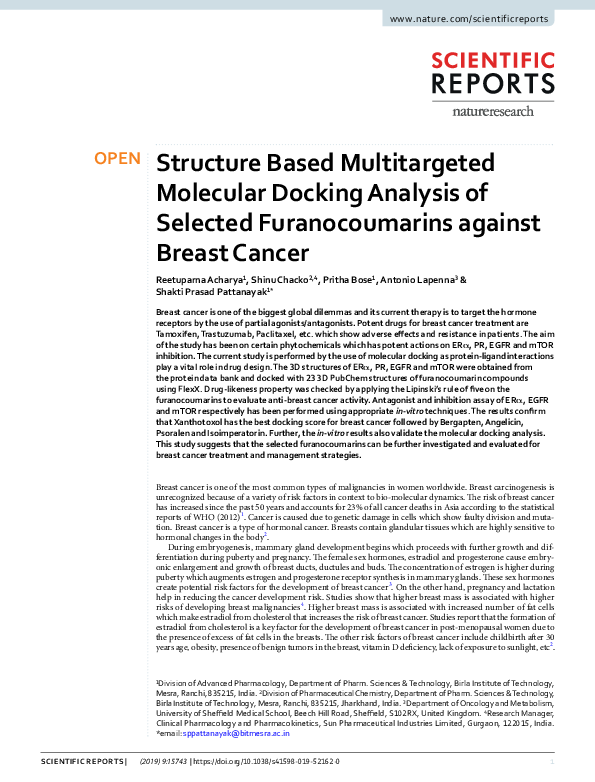 (PDF) Structure Based Multitargeted Molecular Docking Analysis of Selected Furanocoumarins ...