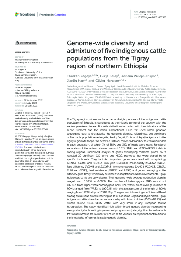 (PDF) Genome-wide diversity and admixture of five indigenous cattle ...