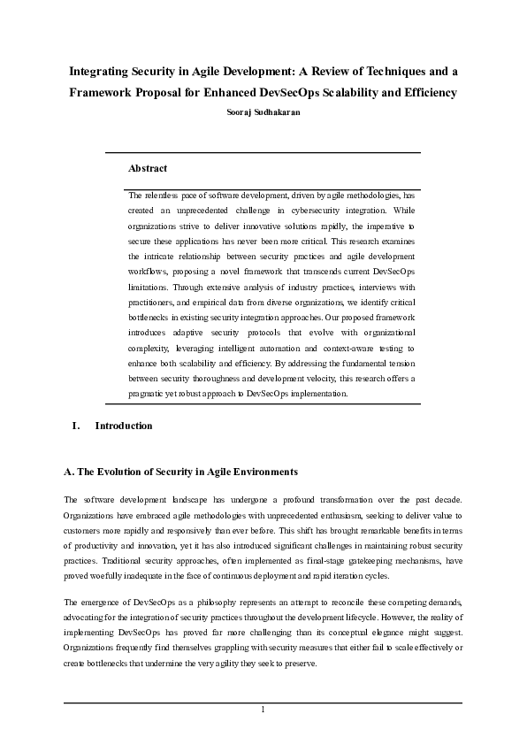 (PDF) Integrating Security in Agile Development: A Review of Techniques and a Framework Proposal ...