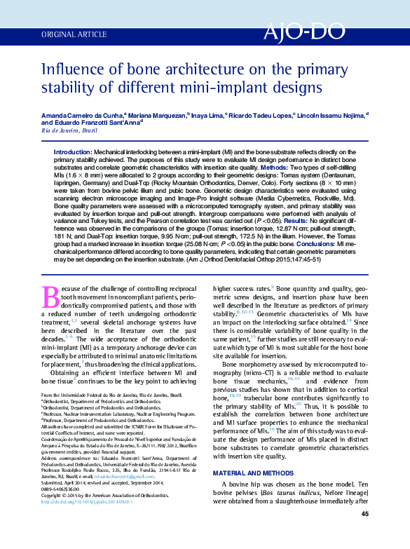 (PDF) Influence of bone architecture on the primary stability of ...