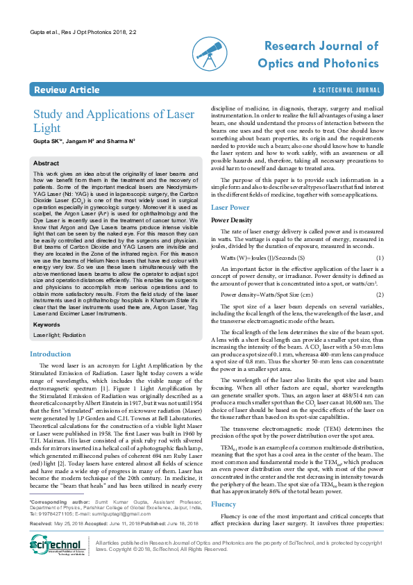 (PDF) Research Journal of Optics and Photonics