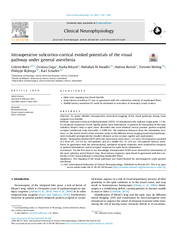 (PDF) Intraoperative subcortico-cortical evoked potentials of the ...