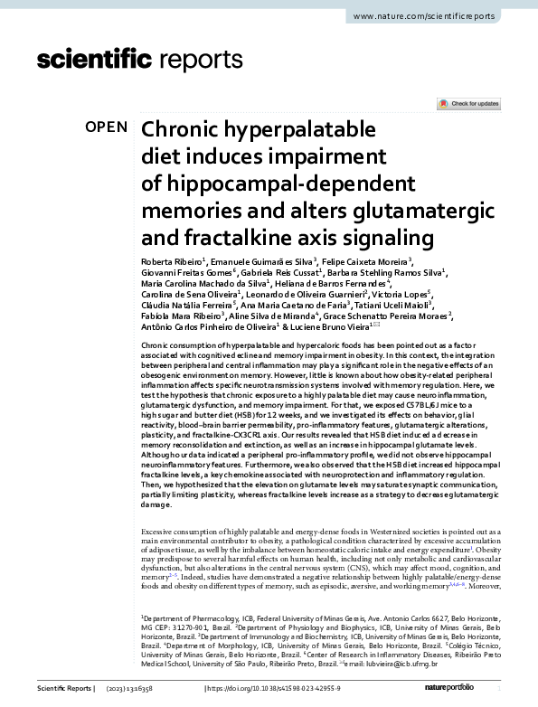(PDF) Chronic hyperpalatable diet induces impairment of hippocampal ...