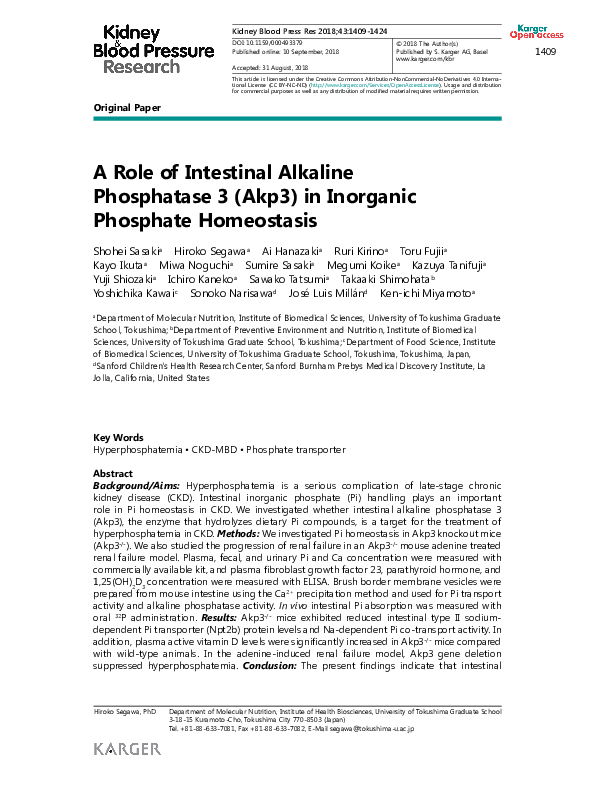 (PDF) A Role of Intestinal Alkaline Phosphatase 3 (Akp3) in Inorganic ...