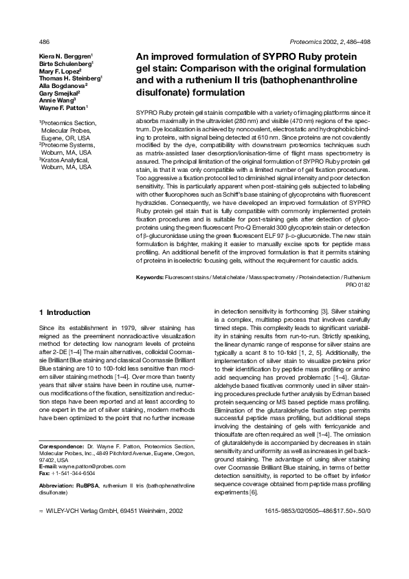 (PDF) An improved formulation of SYPRO Ruby protein gel stain ...