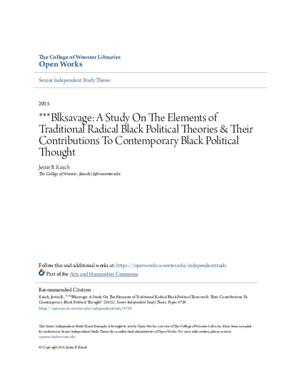 (PDF) ***Blksavage: A Study On The Elements of Traditional Radical ...