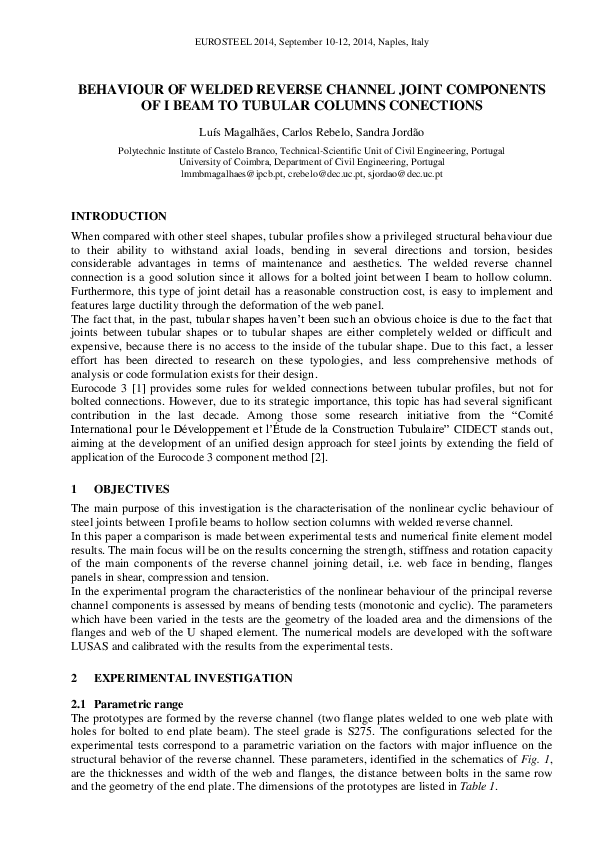 (PDF) Behaviour of Welded Reverse Channel Joint Components of I Beam to ...