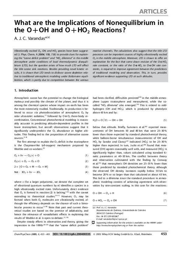 (PDF) What are the Implications of Nonequilibrium in the O+OH and O+HO2 ...