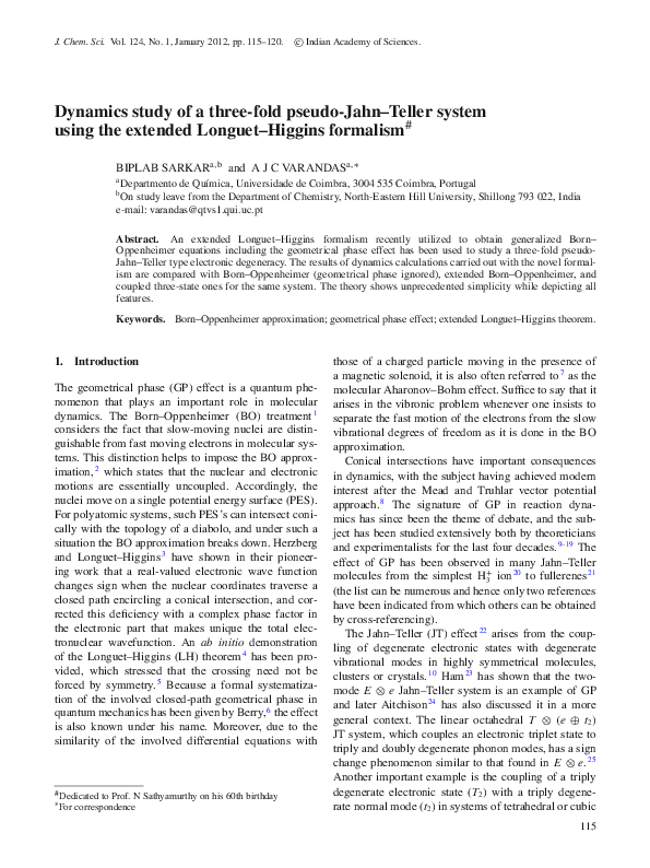 (PDF) Dynamics study of a three-fold pseudo-Jahn–Teller system using ...