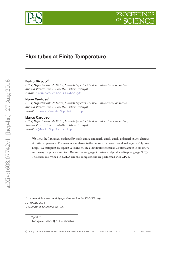 (PDF) Flux tubes at Finite Temperature