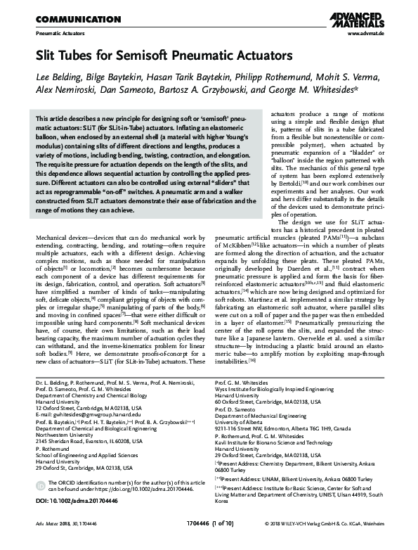 (PDF) Slit Tubes for Semisoft Pneumatic Actuators