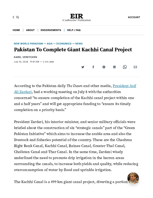 (PDF) Pakistan To Complete Giant Kachhi Canal Project