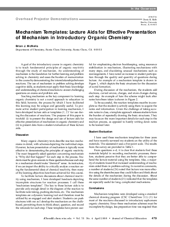 (PDF) Mechanism Templates: Lecture Aids for Effective Presentation of ...