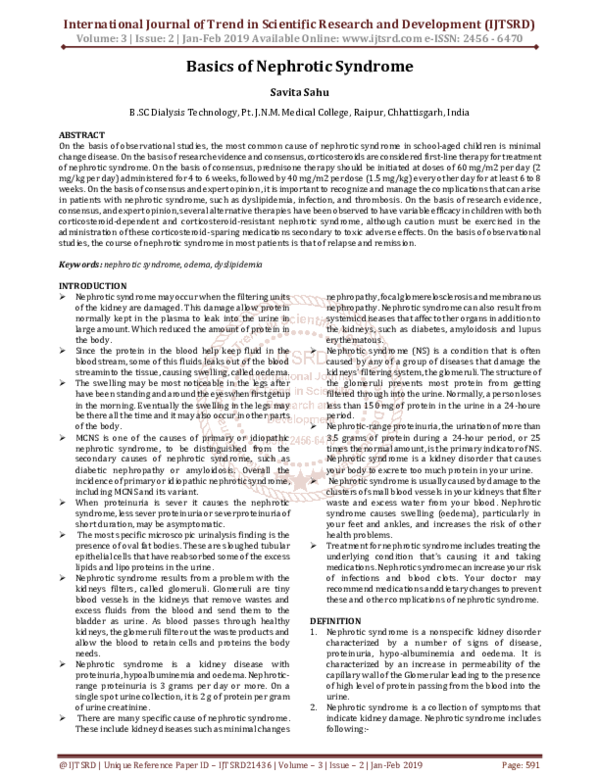 (PDF) Basics of Nephrotic Syndrome