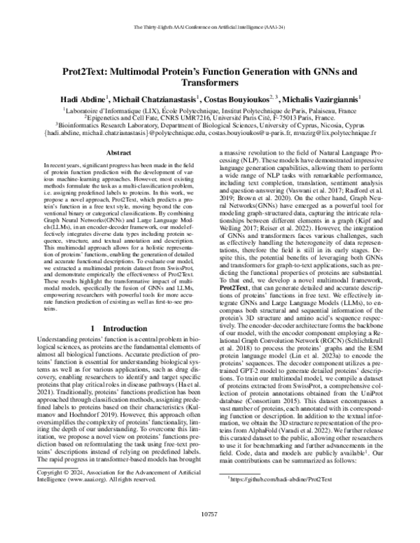 Pdf Prot2text Multimodal Proteins Function Generation With Gnns And
