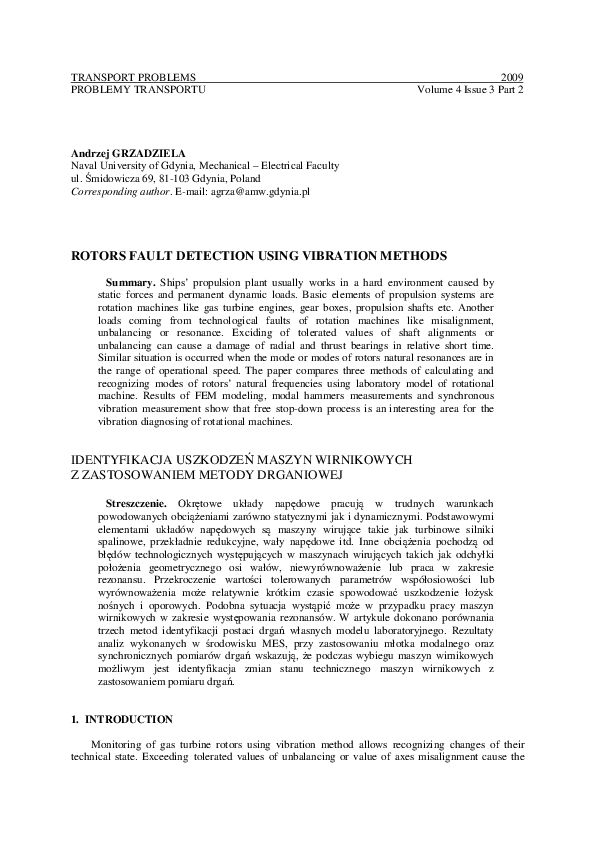 (PDF) Rotors fault detection using vibration methods