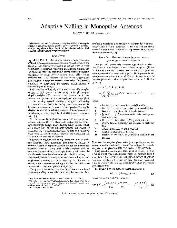(PDF) Adaptive nulling in monopulse antennas