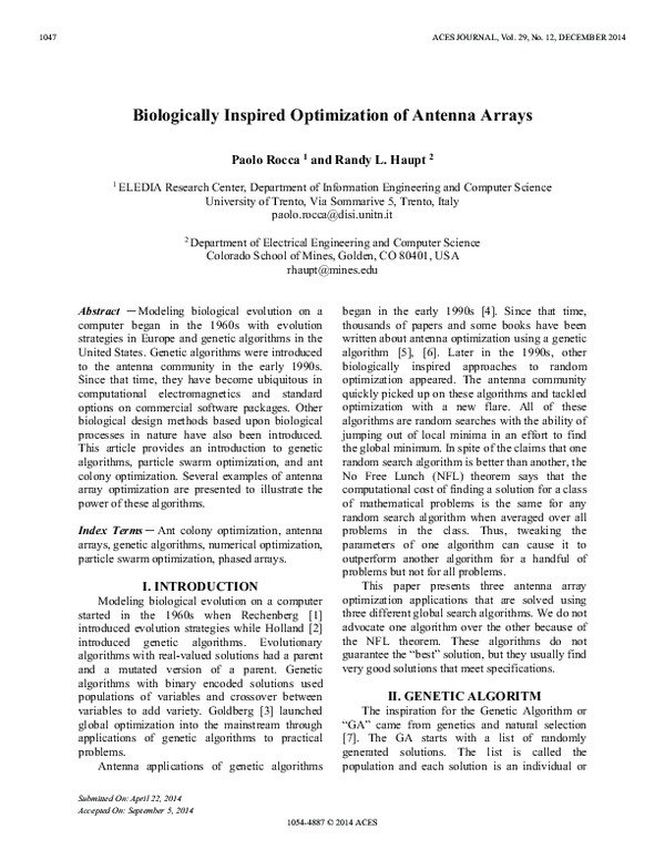 (PDF) Biologically Inspired Optimization of Antenna Arrays