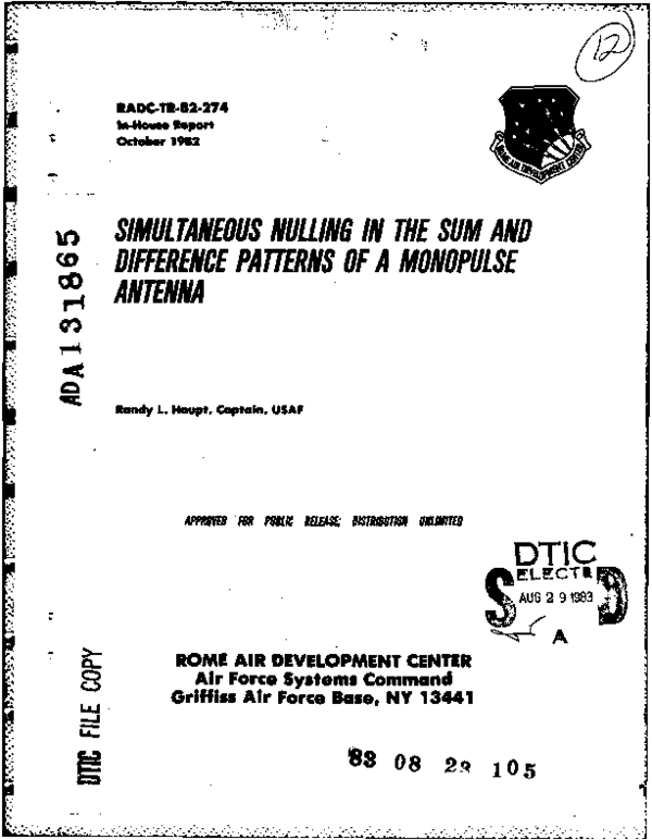 (PDF) Simultaneous Nulling in the Sum and Difference Patterns of a Monopulse Antenna
