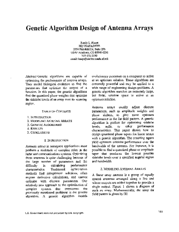 (PDF) Genetic algorithm design of antenna arrays