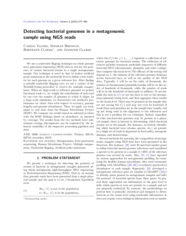 (PDF) Detecting bacterial genomes in a metagenomic sample using NGS reads
