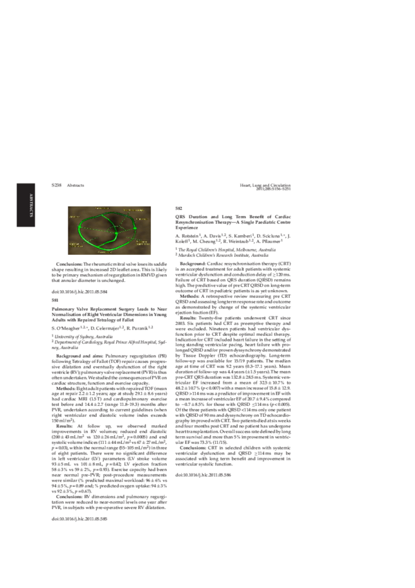 (PDF) Pulmonary Valve Replacement Surgery Leads to Near Normalisation ...