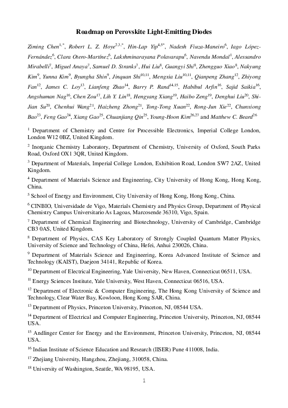 (PDF) Roadmap on Perovskite Light-Emitting Diodes