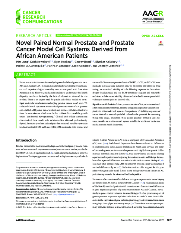(PDF) Novel Paired Normal Prostate and Prostate Cancer Model Cell ...