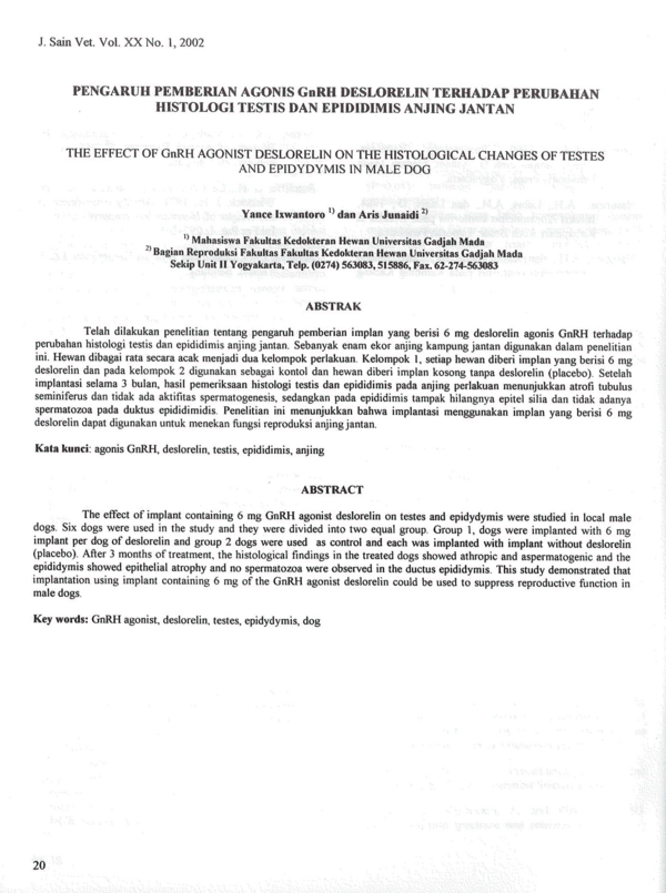 (PDF) PENGARUH PEMBERIAN AGONIS GnRH DESLORELIN TERHADAP PERUBAHAN ...