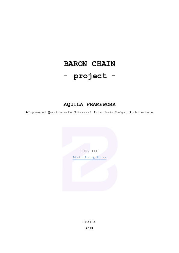 (PDF) Baron Chain Project - The Quantum-Safe AI-Driven Blockchain