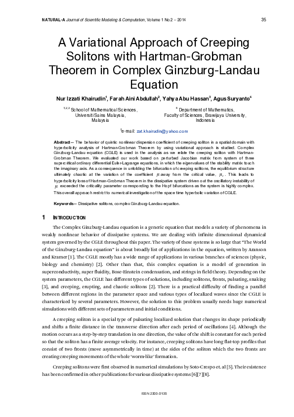 (PDF) A Variational Approach of Creeping Solitons with Hartman-Grobman ...