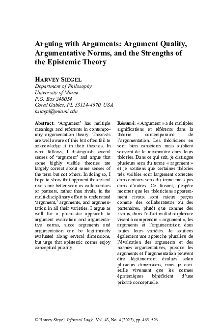 (PDF) Arguing with Arguments