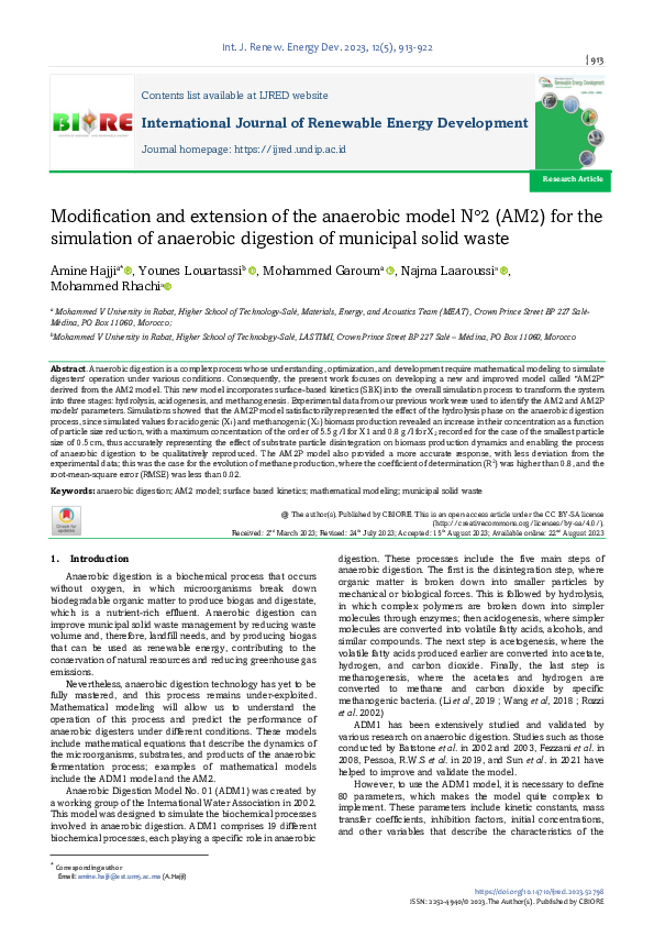 (PDF) Modification and extension of the anaerobic model N°2 (AM2) for the simulation of ...