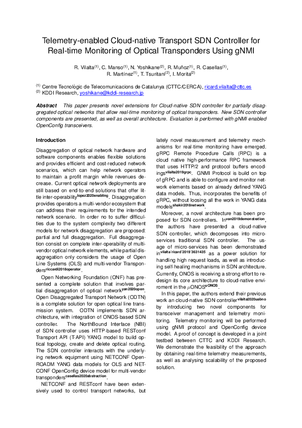 (PDF) Telemetry-enabled Cloud-native Transport SDN Controller for Real-time Monitoring of ...