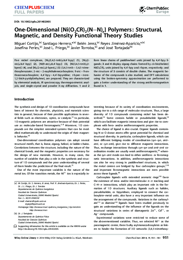 (PDF) One-Dimensional [Ni(O2CR)(2)(N-N)(x)] Polymers: Structural, Magnetic, and Density ...