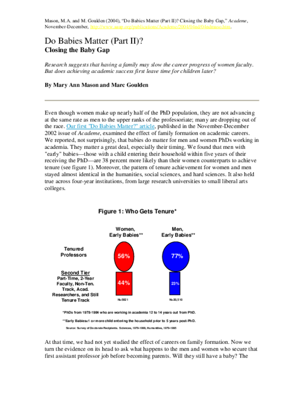 (PDF) Do Babies Matter (Part II)? Closing the Baby Gap