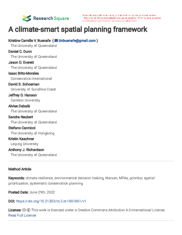 (PDF) A climate-smart spatial planning framework