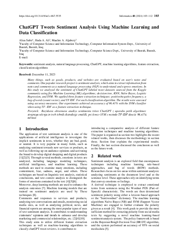 (PDF) ChatGPT Tweets Sentiment Analysis Using Machine Learning and Data Classification