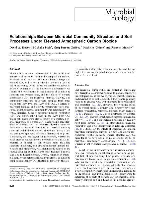 (PDF) Relationships Between Microbial Community Structure and Soil Processes Under Elevated ...