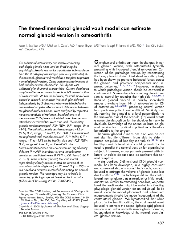 (PDF) The three-dimensional glenoid vault model can estimate normal ...