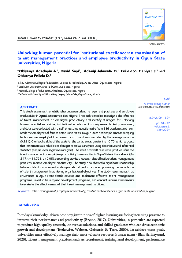 (PDF) Unlocking human potential for institutional excellence: an ...