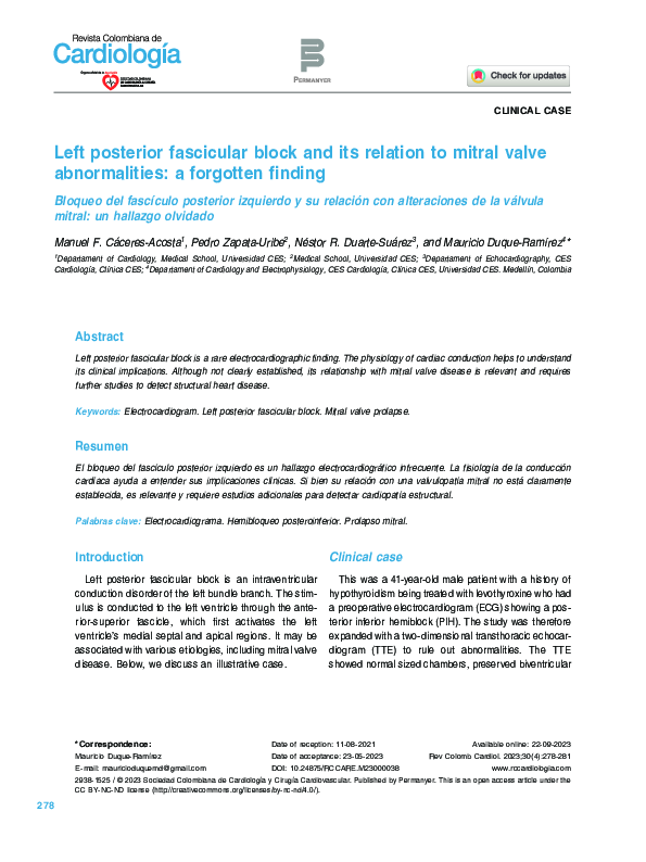(PDF) Left posterior fascicular block and its relation to mitral valve ...