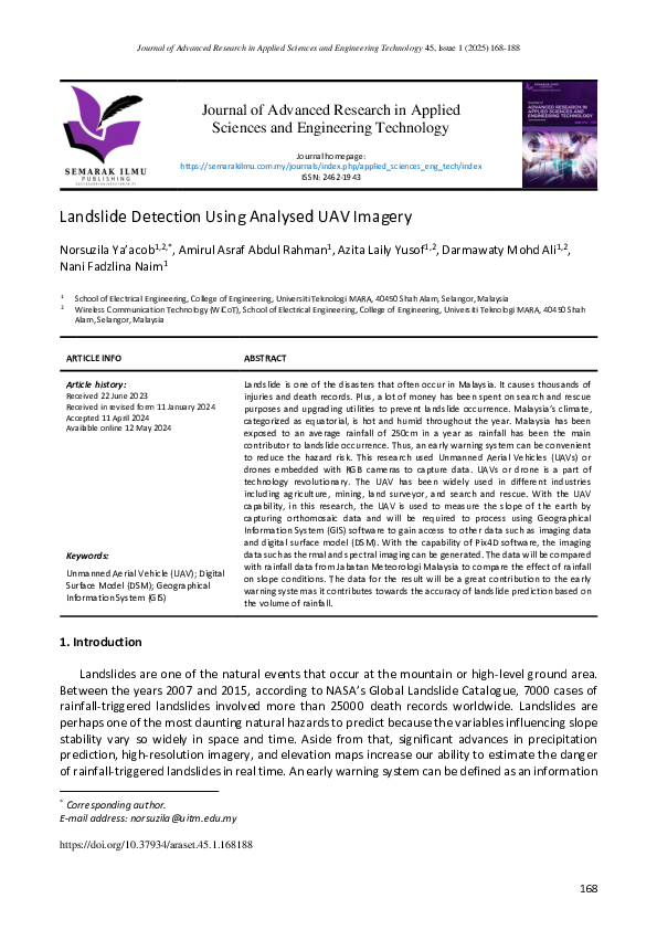 (PDF) Landslide Detection Using Analysed UAV Imagery