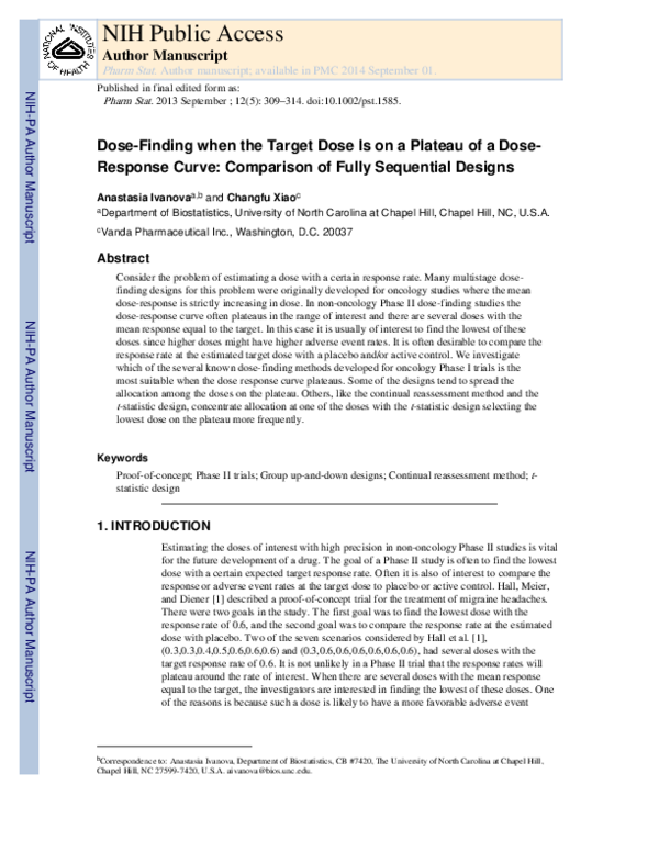 (PDF) Dose finding when the target dose is on a plateau of a dose ...