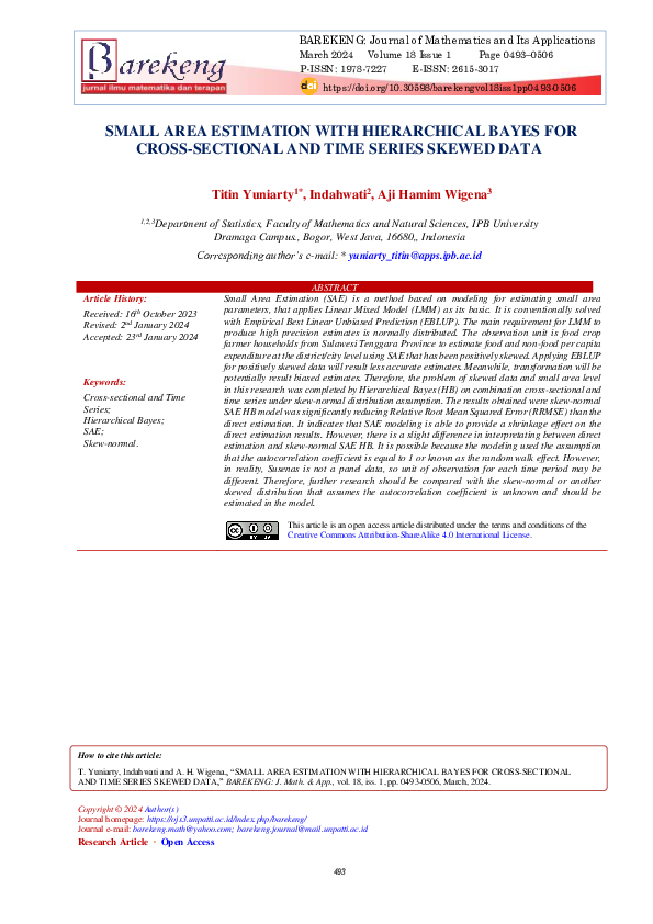 (PDF) Small Area Estimation with Hierarchical Bayes for Cross-Sectional and Time Series Skewed Data
